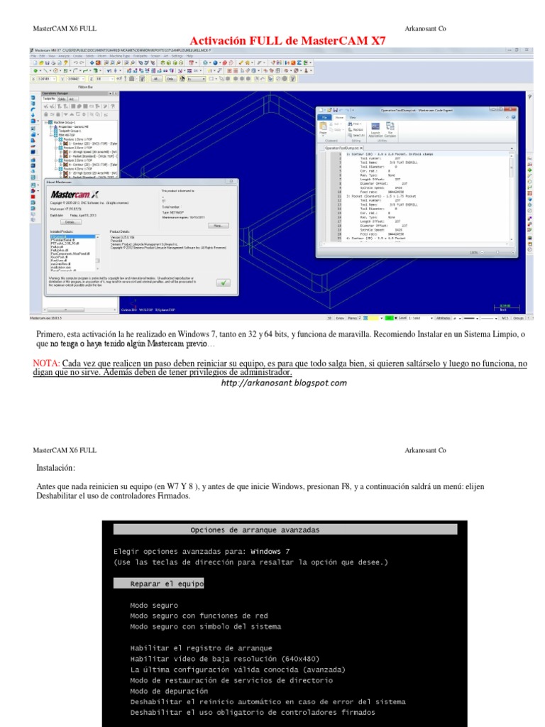 Activación FULL de MasterCam X7 | PDF | Registro de Windows ...