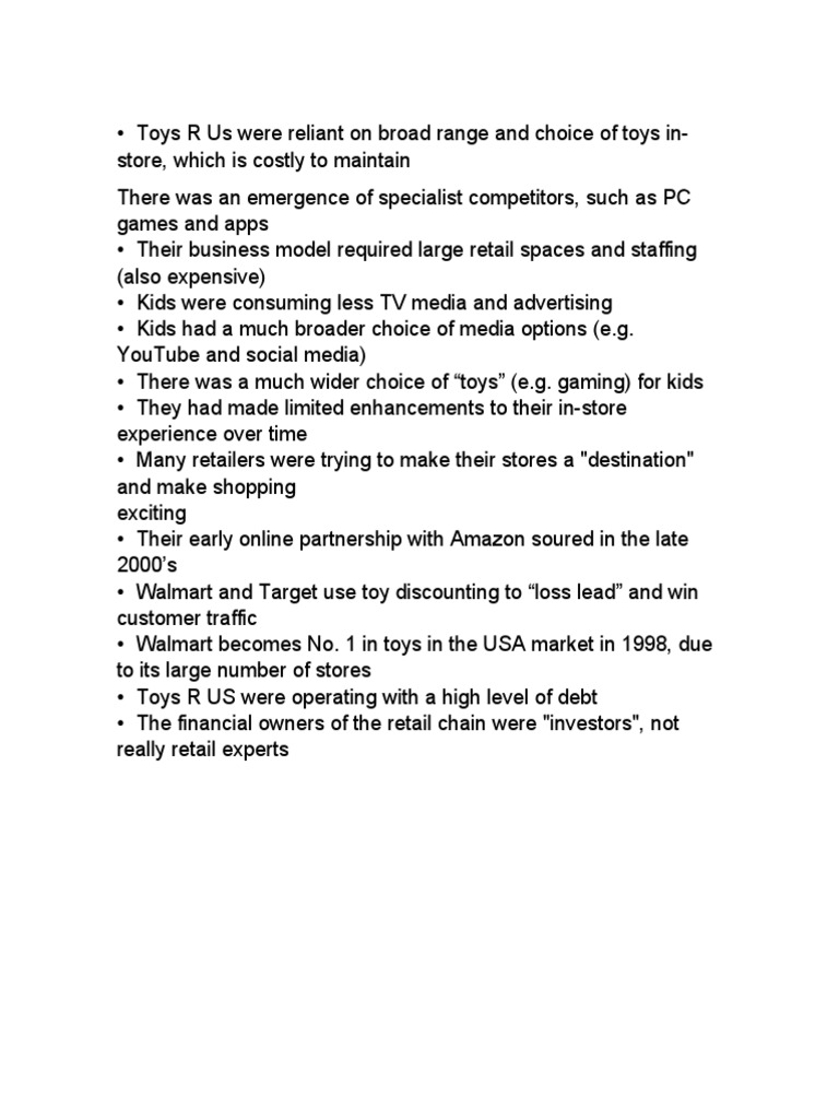 Extra Information Toys R Us Case | PDF