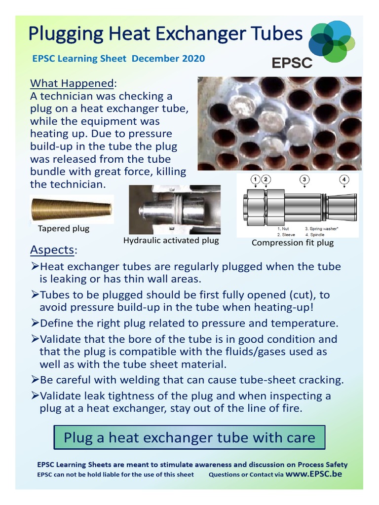 20.10 EPSC Learning Sheet - Plugged Heat Exchanger Tube | PDF
