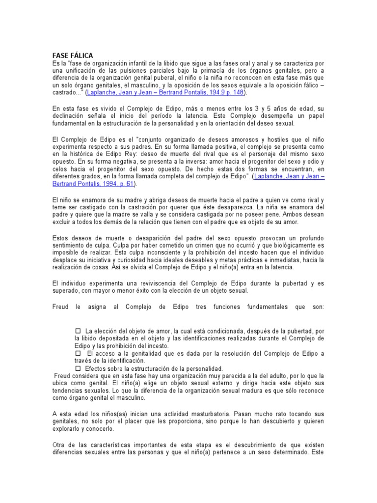 Fase Fálica | PDF | Complejo de Edipo | Sexo