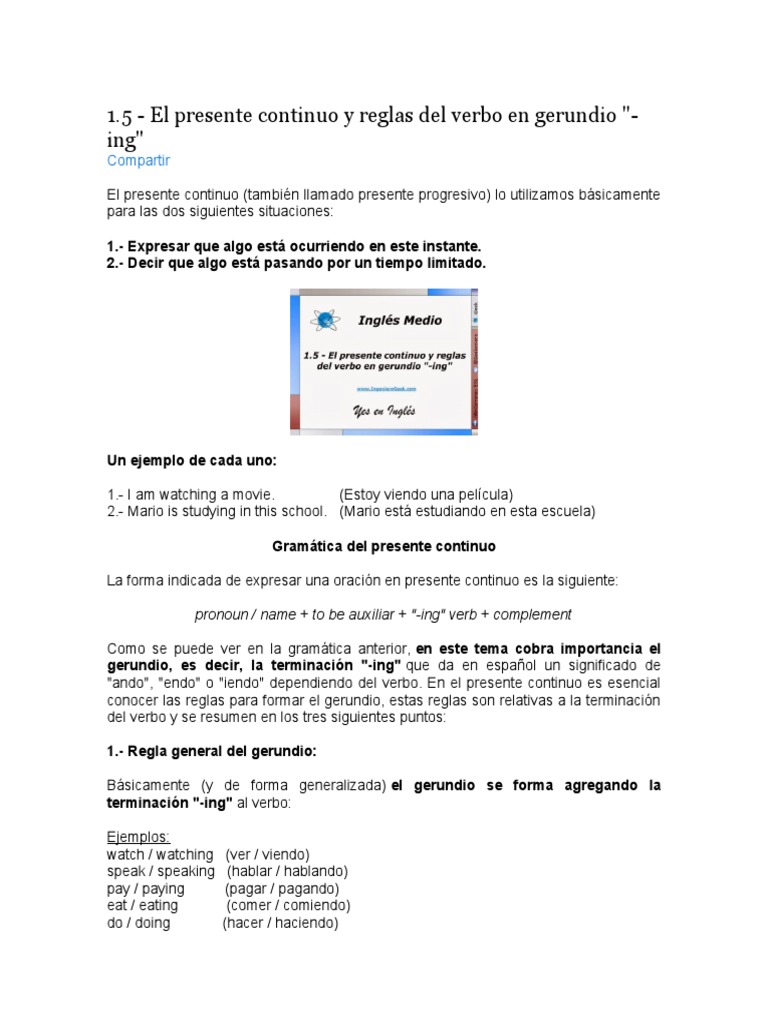 Verbo Ing | PDF | Verbo | Conjugación gramatical