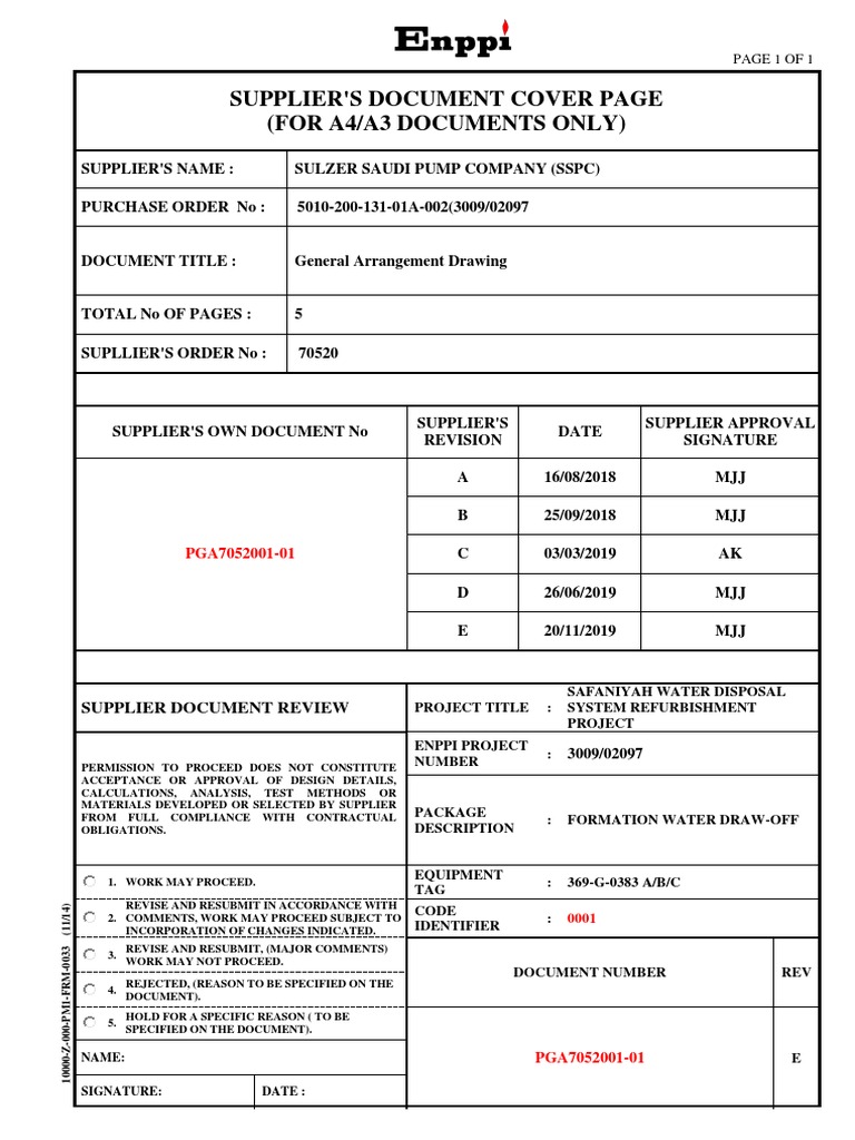 Supplier'S Document Cover Page (For A4/A3 Documents Only) | PDF ...