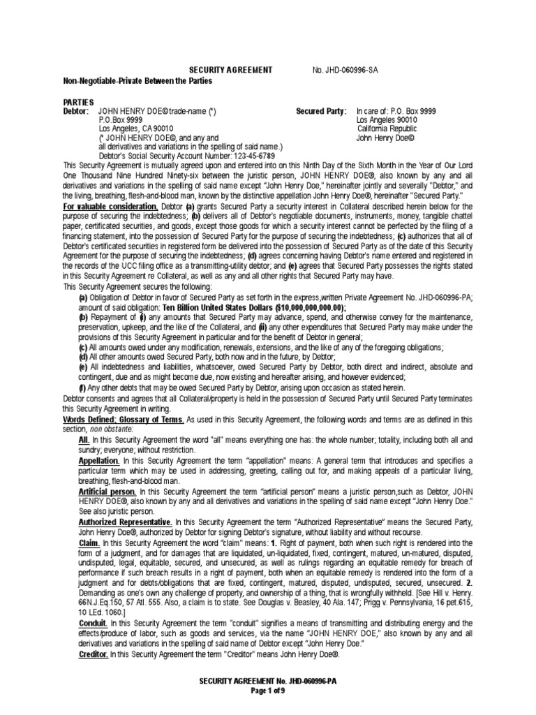 Security Agreement Template CTC3 | PDF | Security Interest | Debt