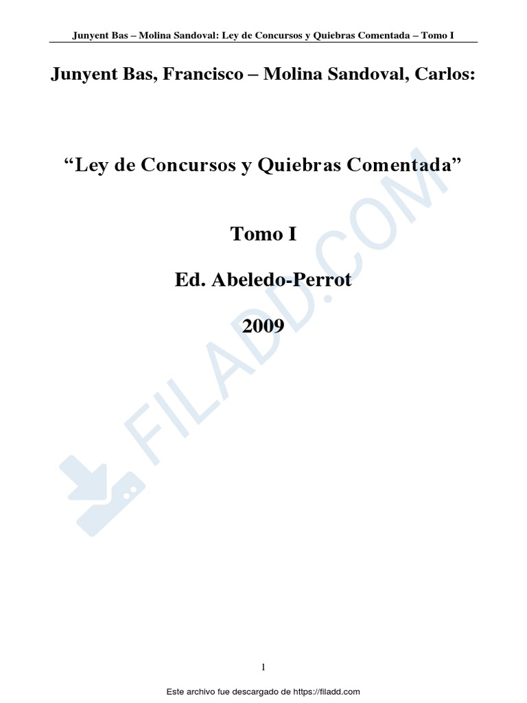 Junyent Bas - Ley Comentada Tomo I | PDF | Bancarrota | Sociedad de ...