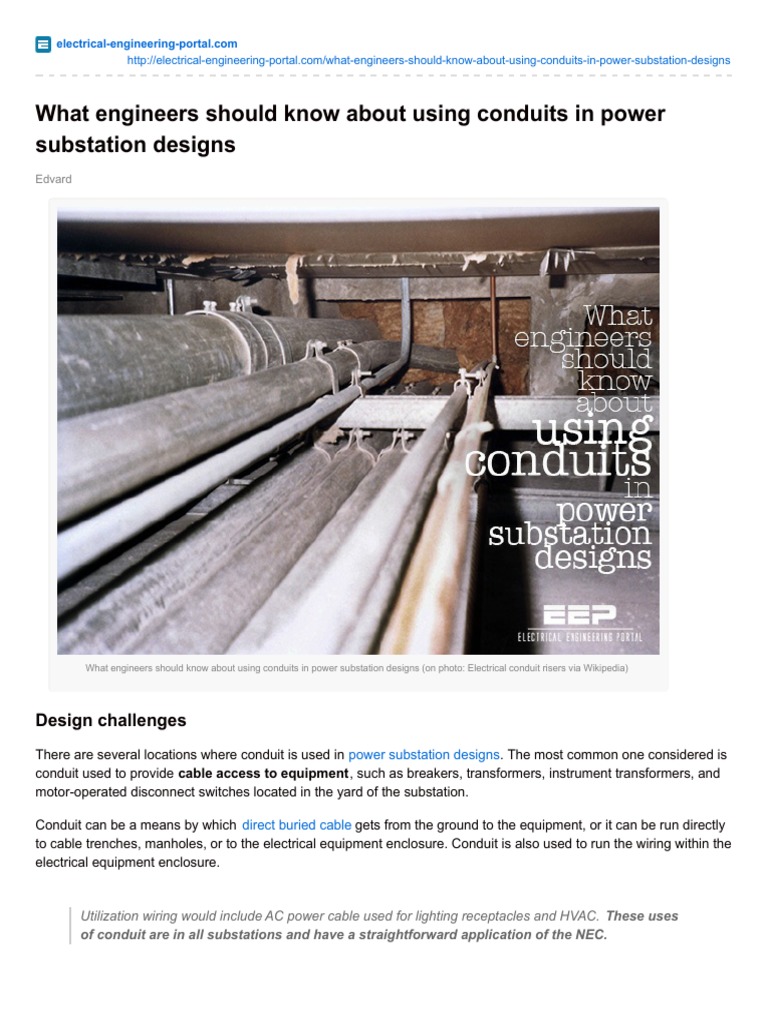 Conduit Design in Power Substations | PDF | Electrical Wiring ...
