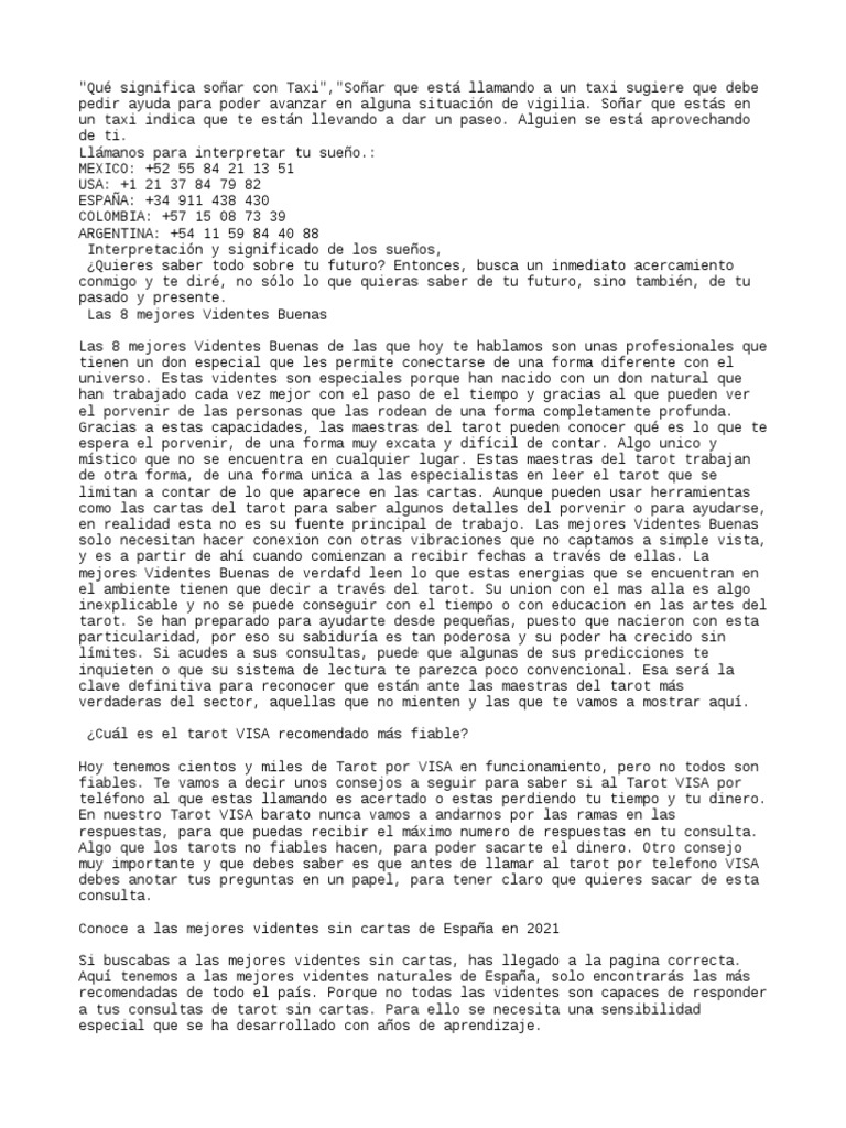 Qué Significa Soñar Con Taxi | Descargar gratis PDF | Tarot | Clarividencia Qué Significa Soñar Con Taxi | Descargar gratis PDF | Tarot | Clarividencia