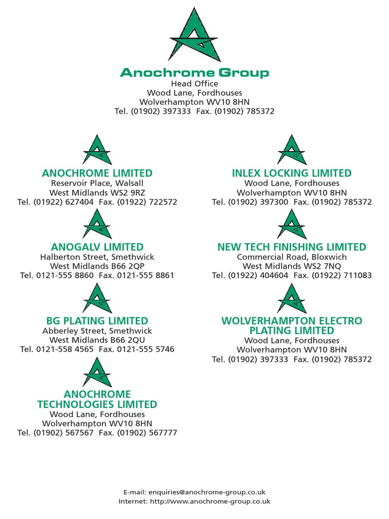 Anochrome Group: Anochrome Limited Inlex Locking Limited | PDF ...