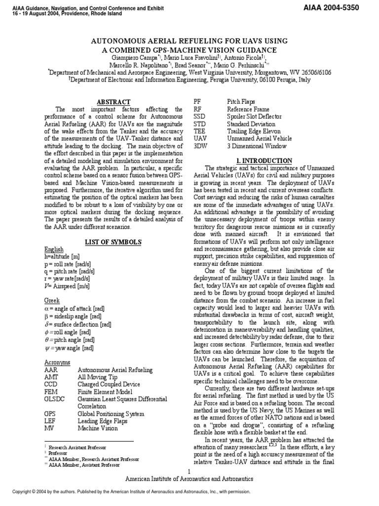 Autonomous Aerial Refueling For Uavs Using | PDF | Unmanned Aerial ...