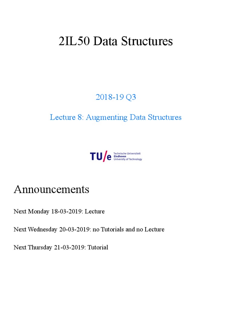 2il50 2018 19 Q3 8 Augmdatastructures Pdf Data Management Mathematical Logic