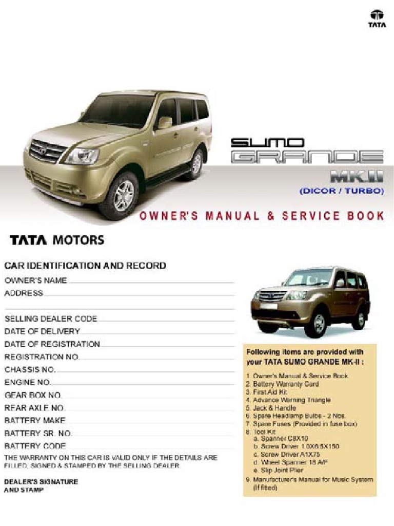 Tata Sumo Grande MKII | PDF | Brake | Engines