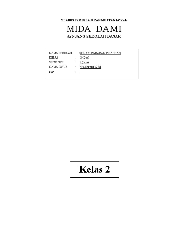 SILABUS MIDA DAMI 2020 Kls 2 | PDF