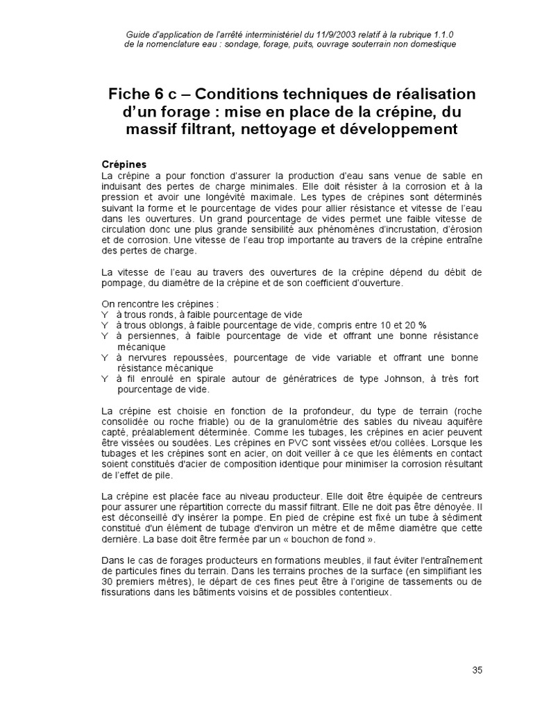 Crepine Fiche6c Guide-Forages | PDF | Forage | Matériaux