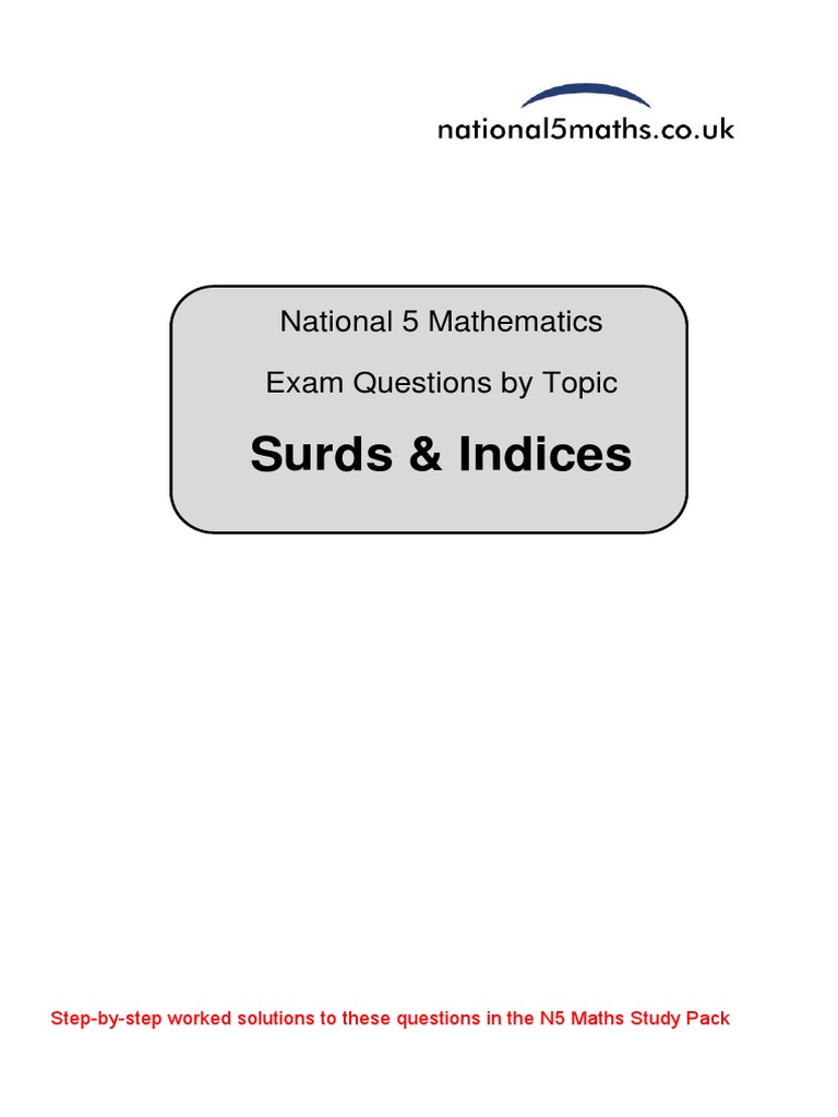 Surds & Indices: National 5 Mathematics Exam Questions by Topic | PDF