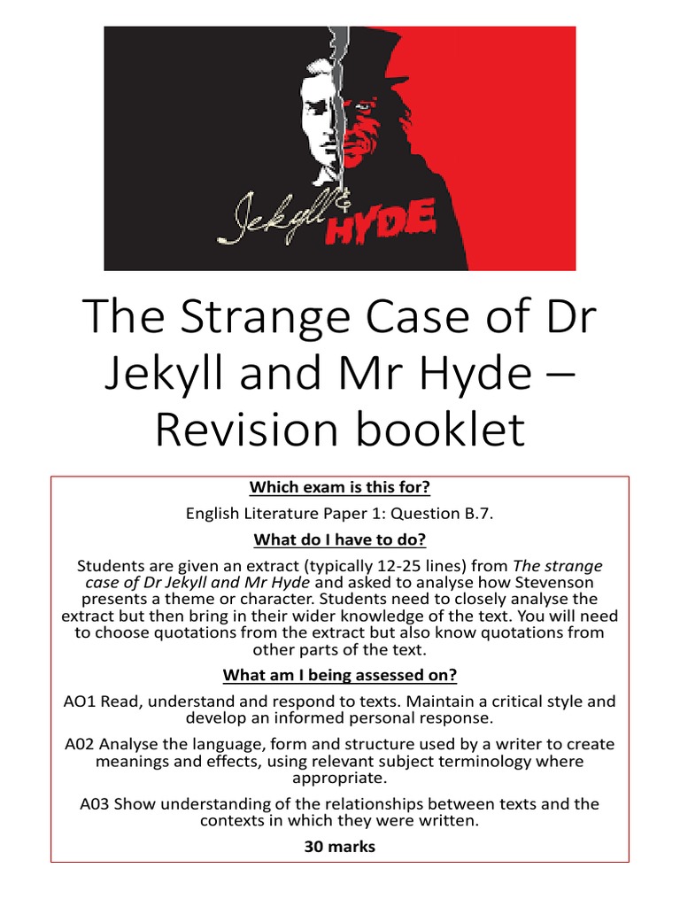 English Literature Revision Booklet The Strange Case of DR Jekyll and ...