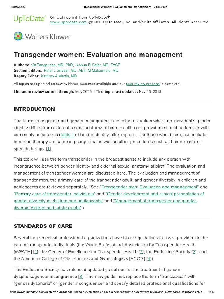 Transgender Women - Evaluation and Management - UpToDate | PDF ...