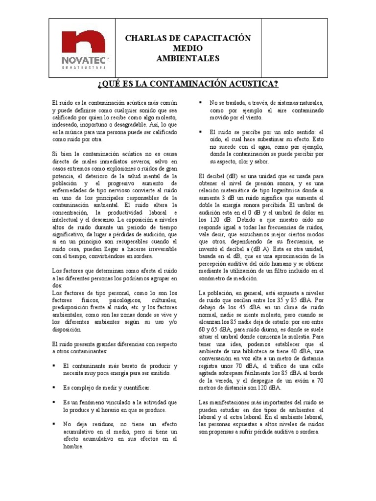 Contaminación Acústica: Impactos y Efectos | PDF | Decibel | ruido