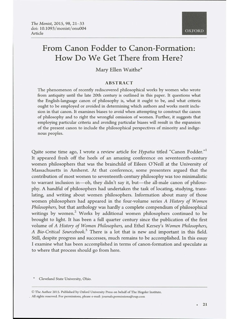 From Canon Fodder To Canon-Formation: How Do We Get There From Here ...