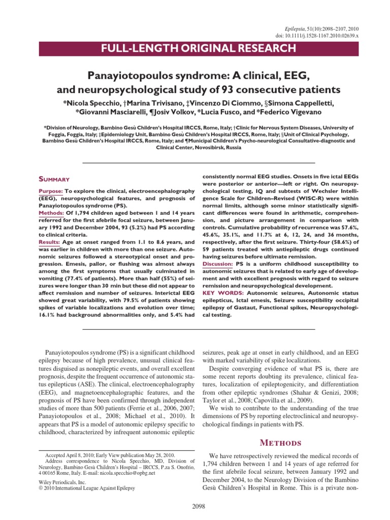 Clinical, EEG, and Neuropsychological Study of 93 Patients with ...