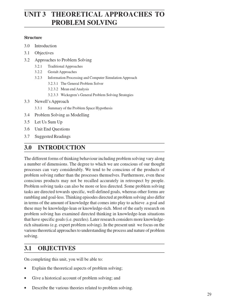 Theoretical Approaches To Problem Solving | PDF | Thought | Knowledge
