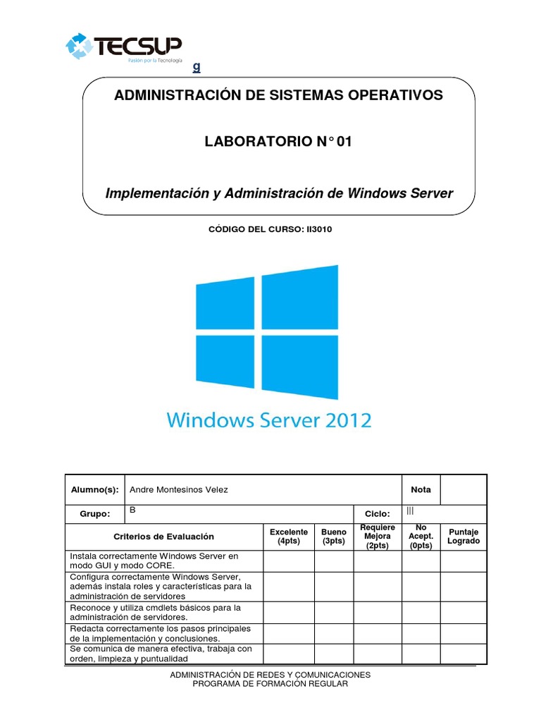 Lab 01 - Implementación y Administración de Windows Server | PDF ...