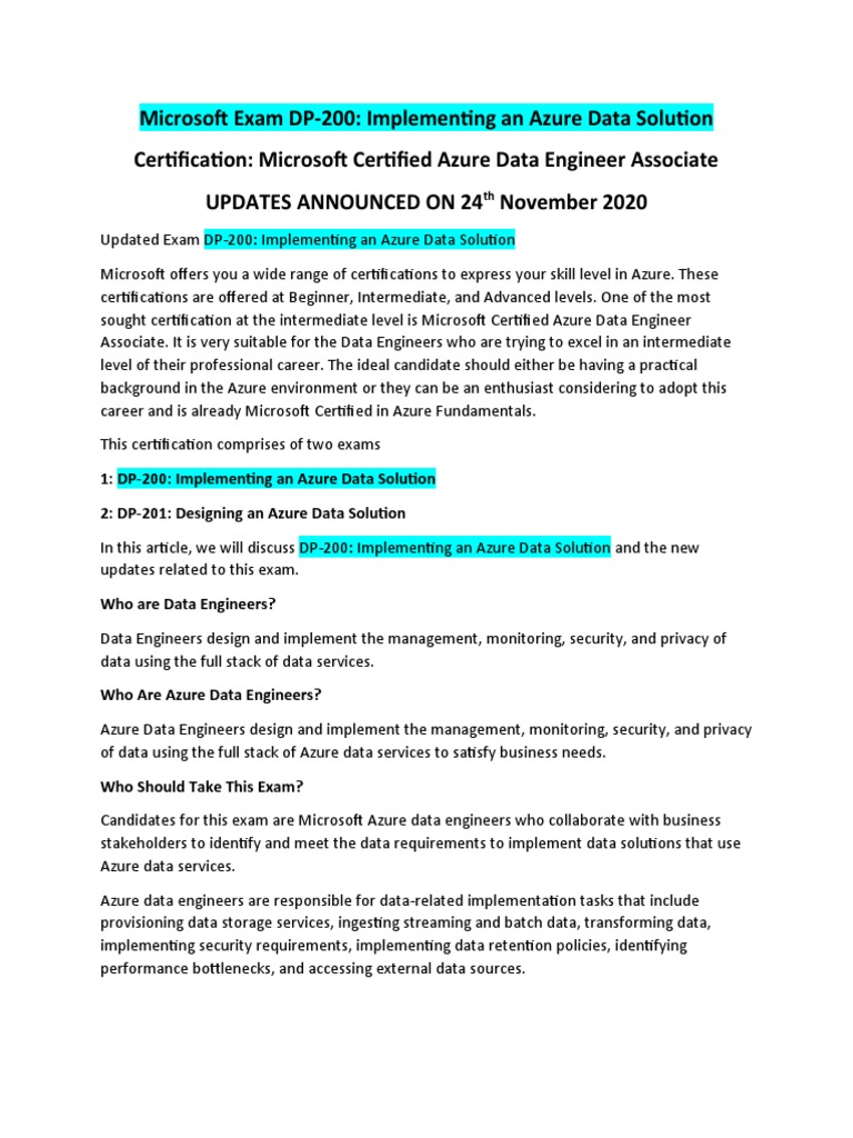Implementing An Azure Data Solution DP-200 - DumpsTool - Mansoor | PDF | Microsoft Azure ...