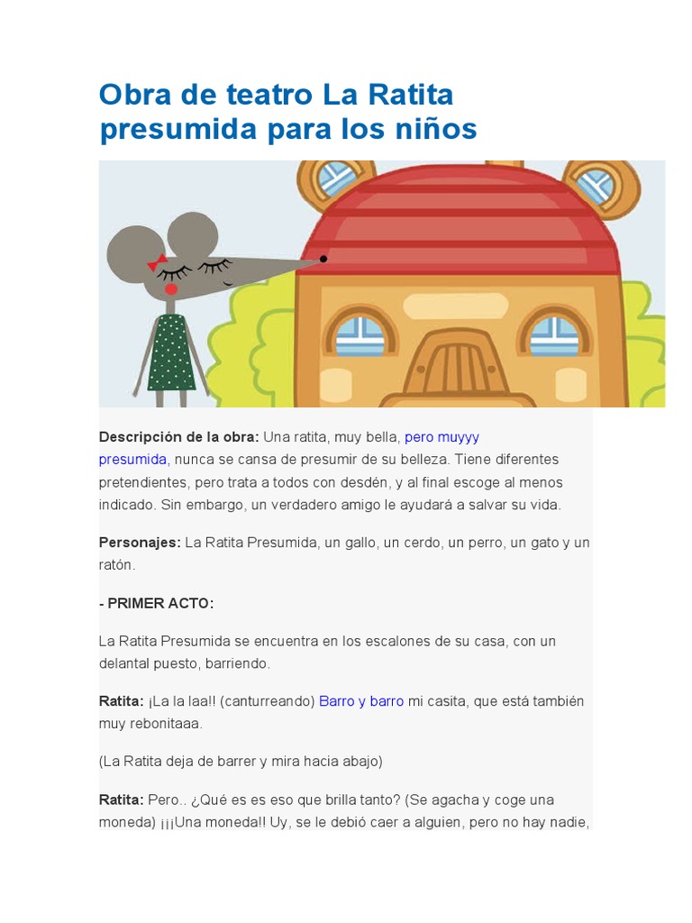 Obra de Teatro La Ratita Presumida para Los Niños | PDF