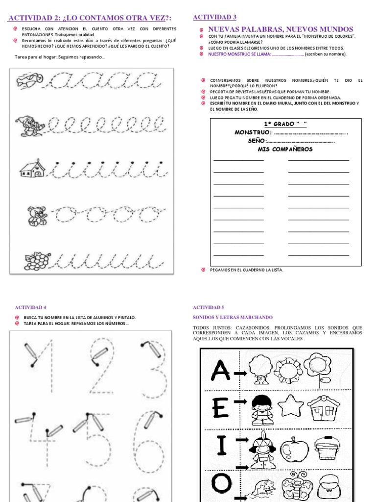 Actividades De Primer Grado Planificación Docente 1° Grado