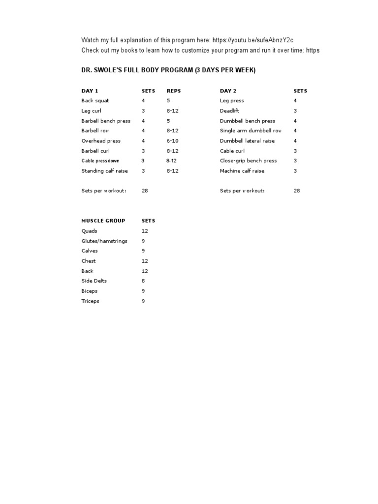 Dr. Swole's 3-Day Full Body Workout Plan | PDF | Science & Mathematics