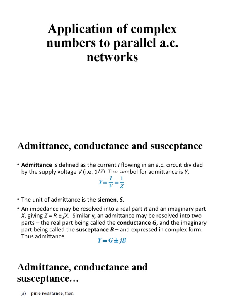 Application of Complex Numbers To Parallel A.C. Networks | PDF