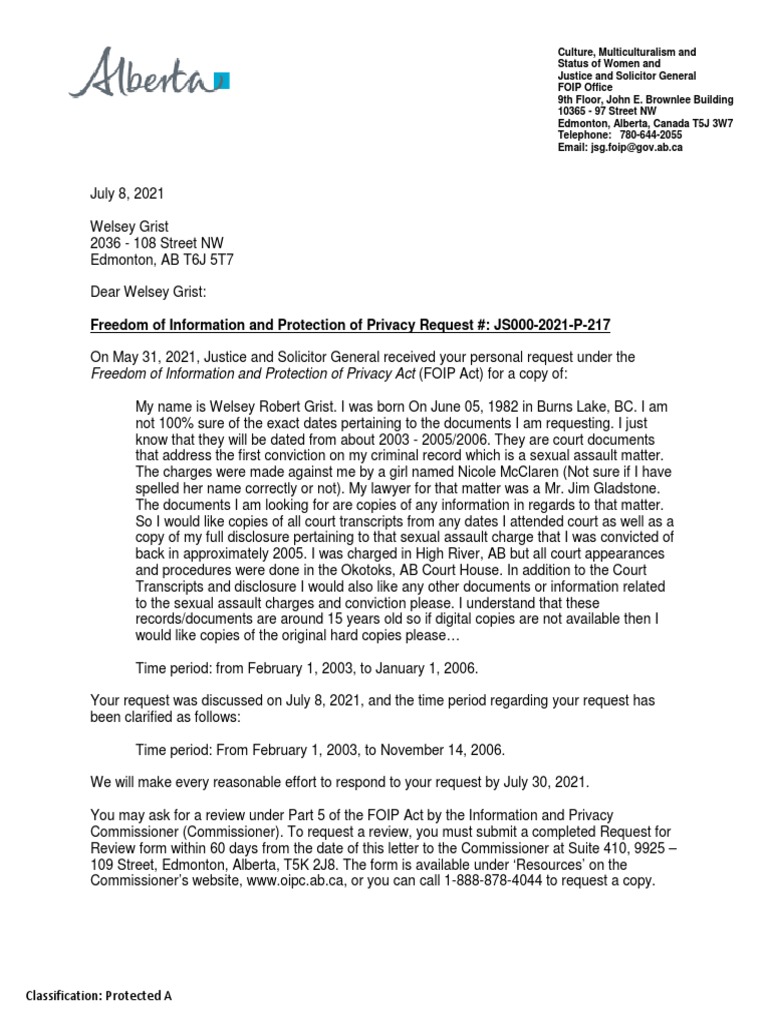 2021-P-217 Clarified Scope Letter | PDF | Discovery (Law) | Human Rights