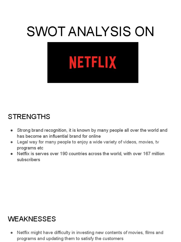 Netflix SWOT Analysis Overview | PDF | Business