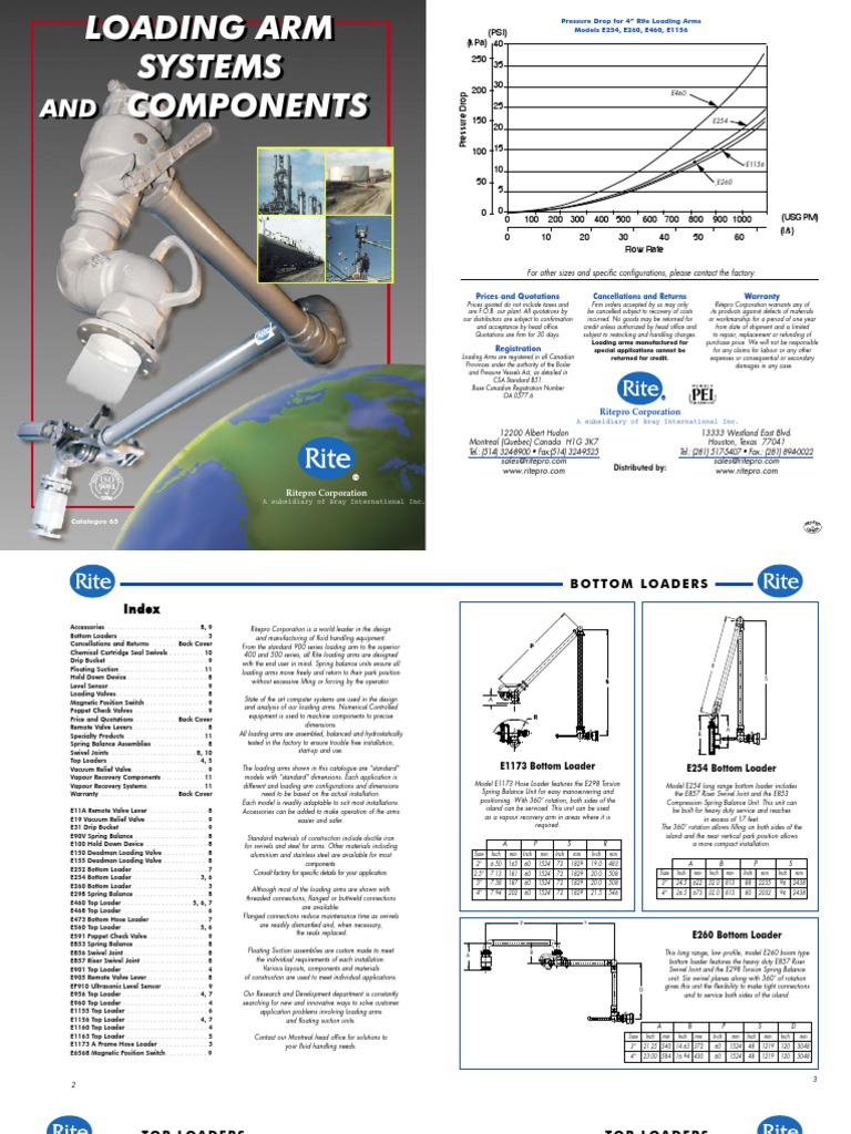 Rite Cat 65 Corporation Pressure Drop For 4 Rite Loading Arms Models E2 ...