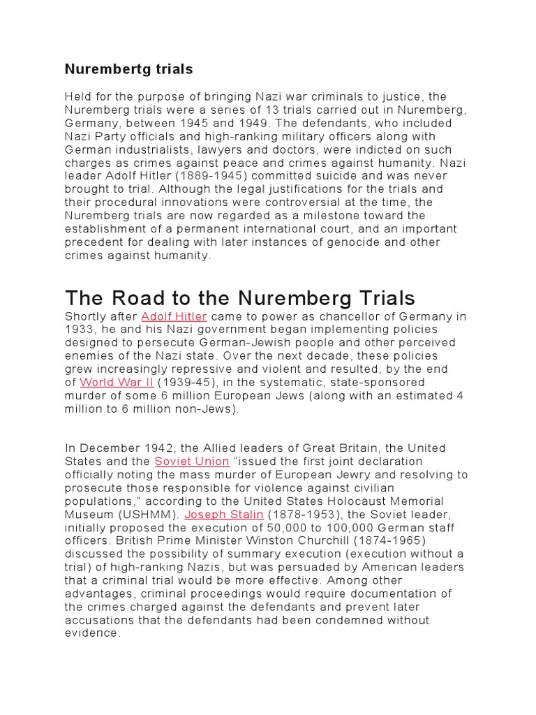 The Road To The Nuremberg Trials | PDF | Nuremberg Trials | War Crime