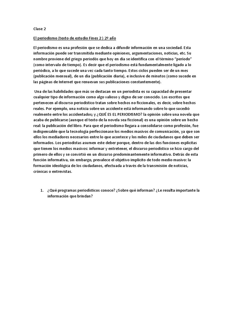 El Periodismo Clase | PDF | Periodismo
