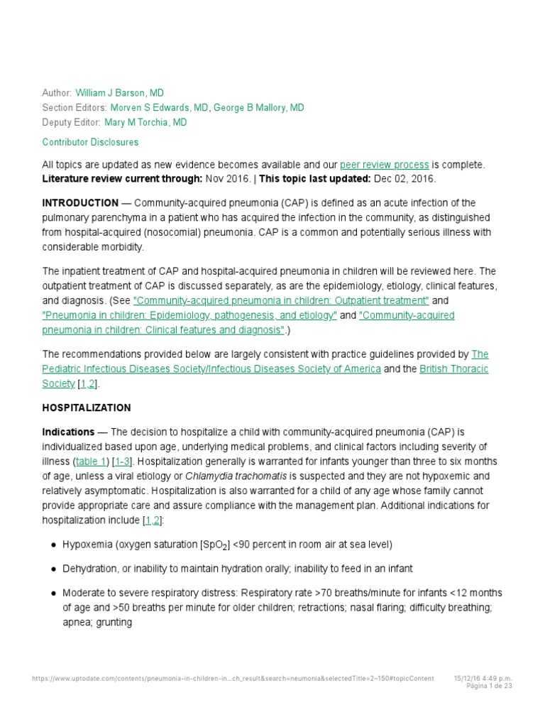 Inpatient Management of Pediatric CAP | PDF | Pneumonia | Methicillin ...