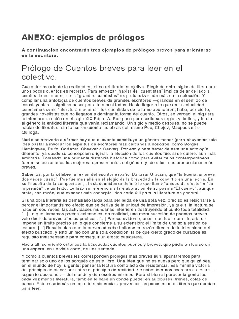 ANEXO - Ejemplos de Prólogos | PDF | Cuentos | Edgar Allan Poe