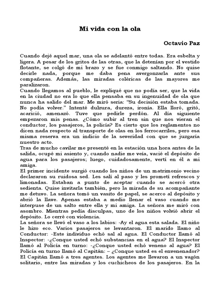 Octavio Paz - Mi Vida Con La Ola | PDF