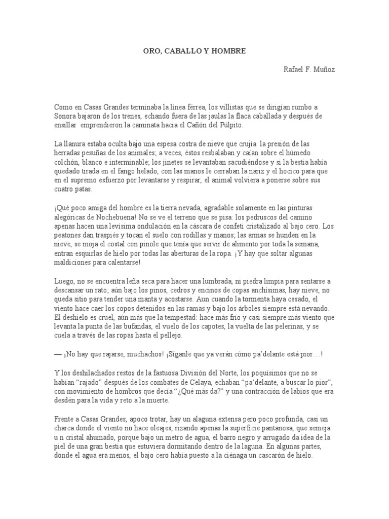 Oro Caballo Y Hombre Rafael Muñoz Pdf Caballos Ensillar