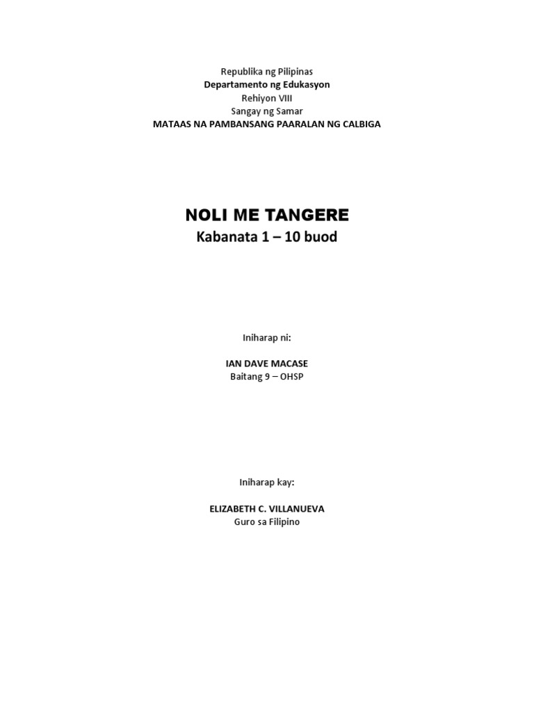 Buod NG Noli Me Tangere | PDF