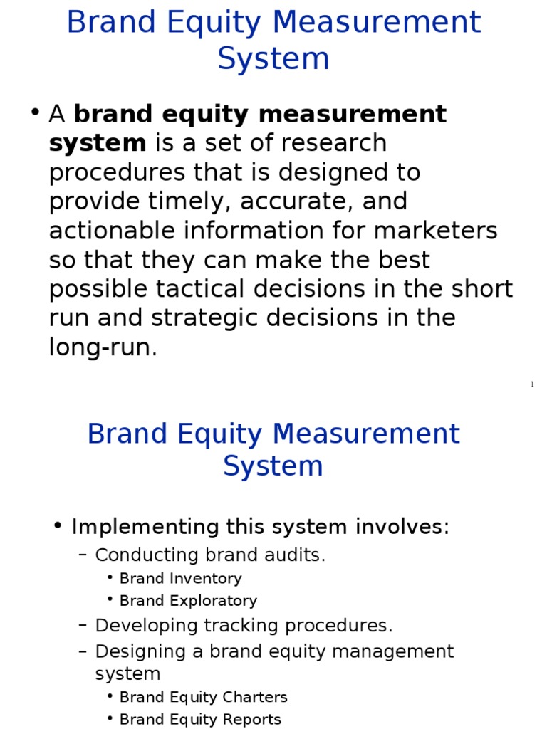 Brand Equity Measurement System Overview | PDF | Brand | Price–Earnings ...