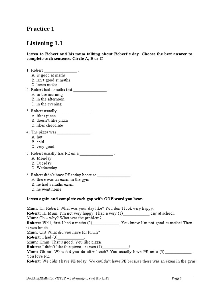 B1 Listening Practice Exercises | PDF