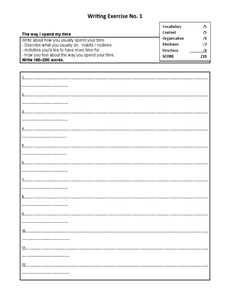 7th Composition # 1 - Writing Exercises | PDF