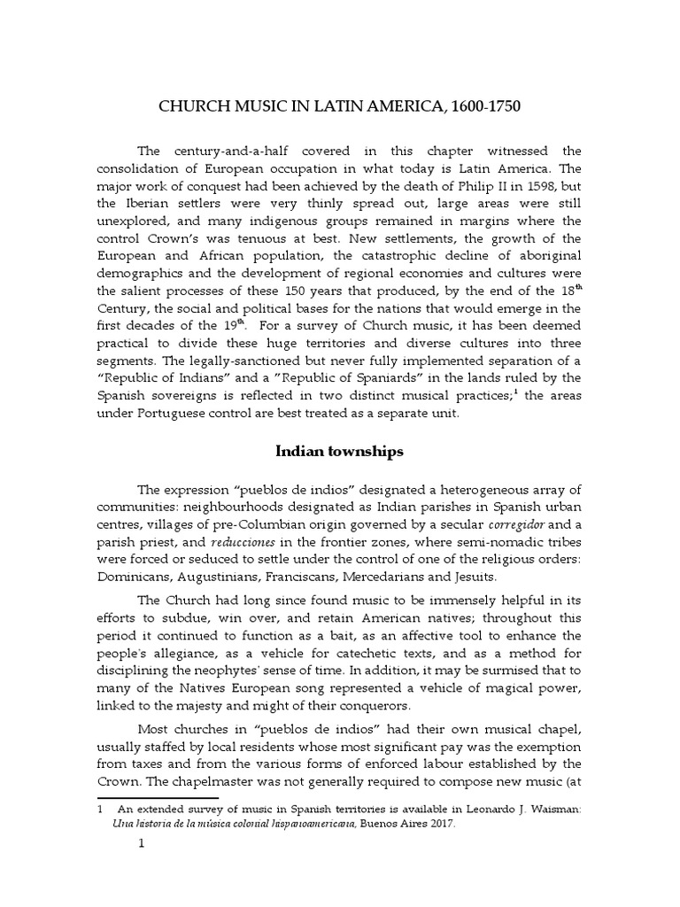 Church Music in Latin America, 1600-1750 | PDF | Refrain | Spanish ...