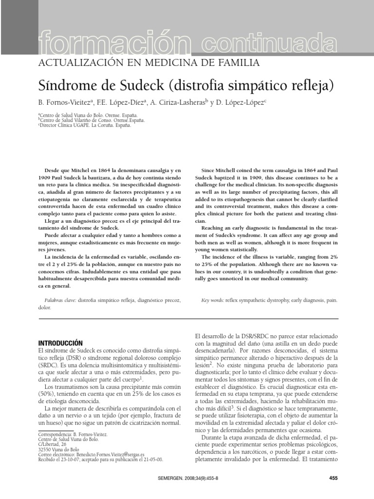 Diagnóstico del Síndrome de Sudeck | PDF | Dolor | Terapia física