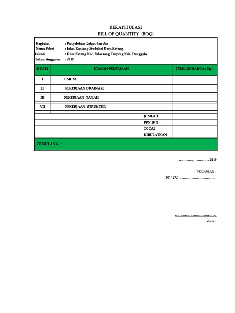 Contoh BOQ | PDF