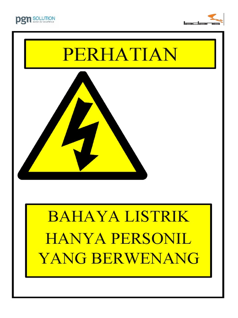 Sign Bahaya Listrik Hanya Personil Yang Berwenang | PDF
