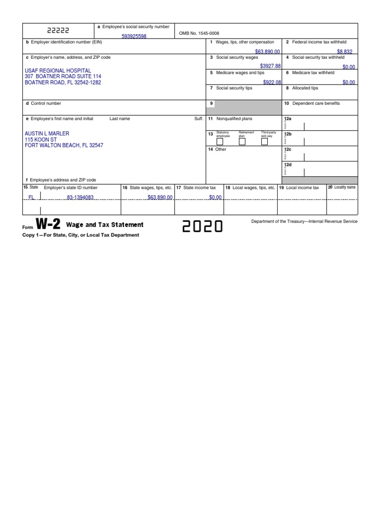Wage and Tax Statement: Last Name Suff | PDF | Social Security Number | Federal Insurance ...