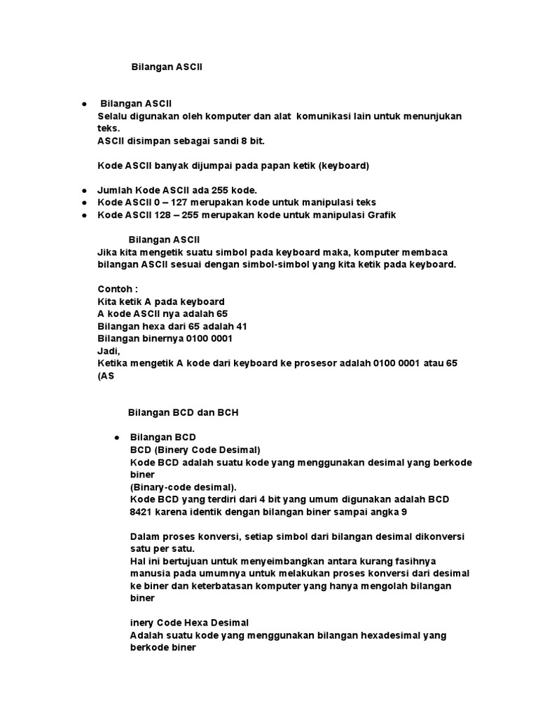 Bilangan BCD - BCH - Ascii | PDF