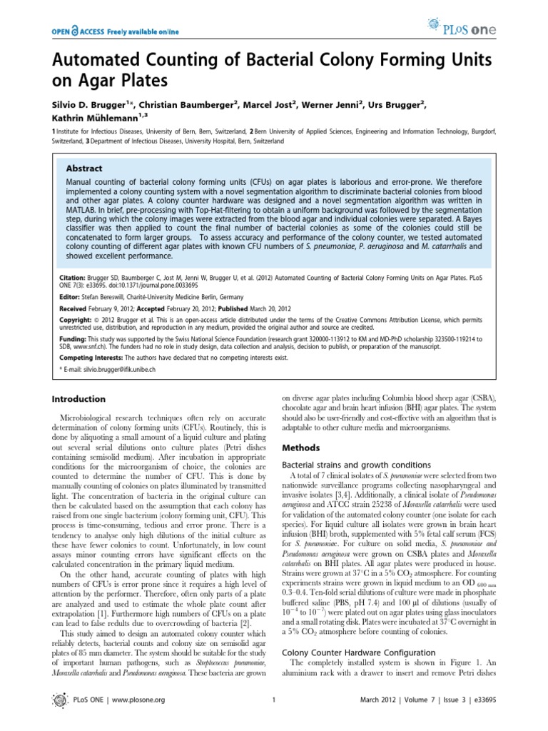 Automated Counting of Bacterial Colony Forming Units | PDF | Colony Forming Unit | Image ...