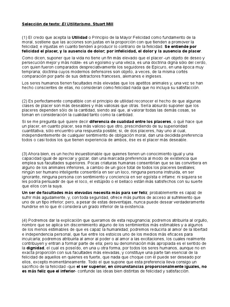 Selección de Texto Mill Monos y Ciencias Politicas | PDF | Placer | Utilitarismo